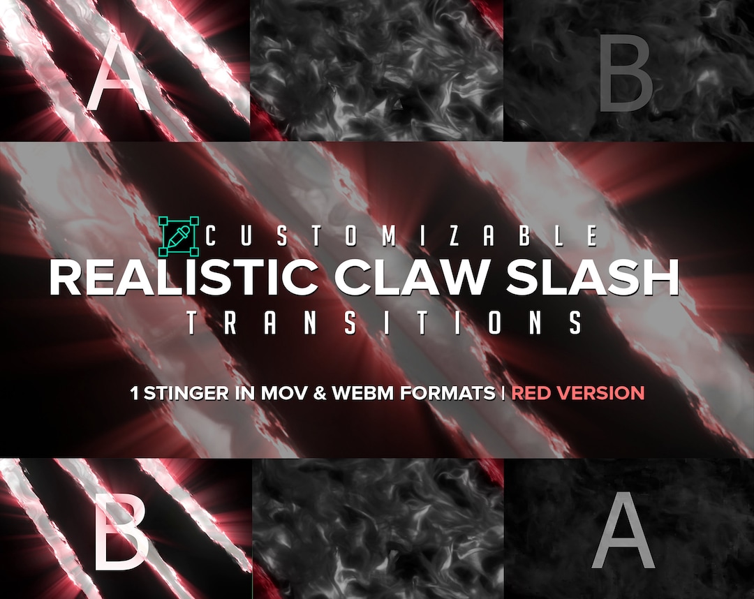 Realistic Claw Red Slash Stinger Transition for Twitch Gaming Stream ...