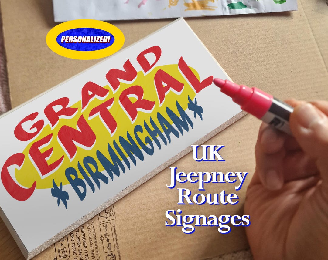 Hand Painted Jeepney Sign, Grand Central Birmingham, MDF Wall Decor - Etsy