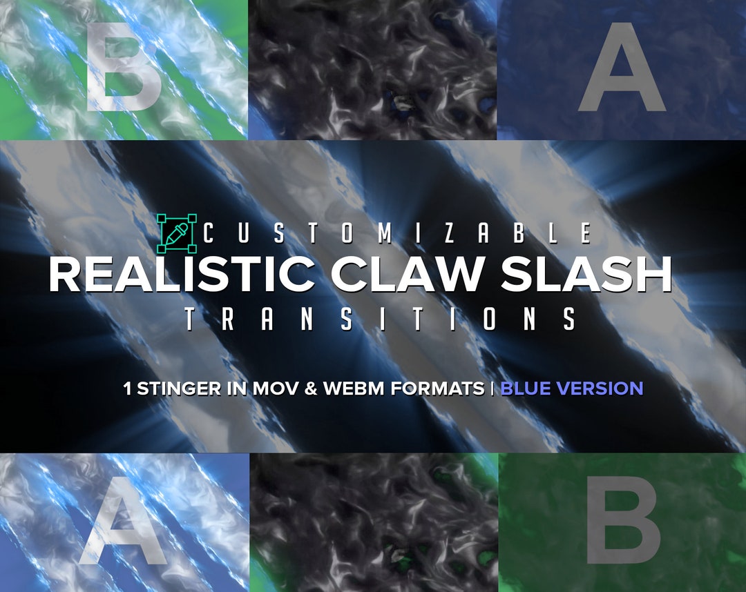 Realistic Claw Blue Slash Stinger Transition for Twitch Gaming Stream ...