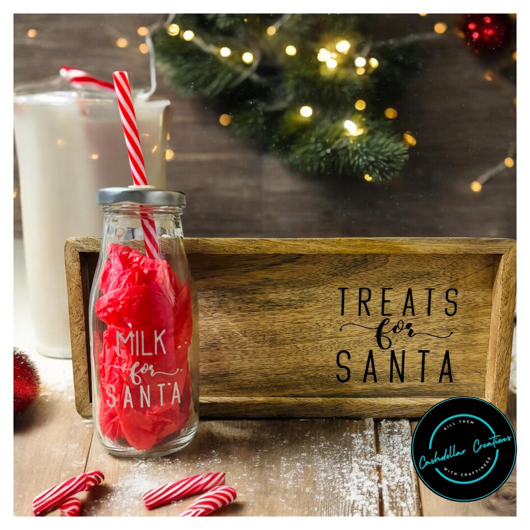 Santa's Cookie Tray, Rustic Christmas, Cookies & Milk Set, Santa Snacks ...