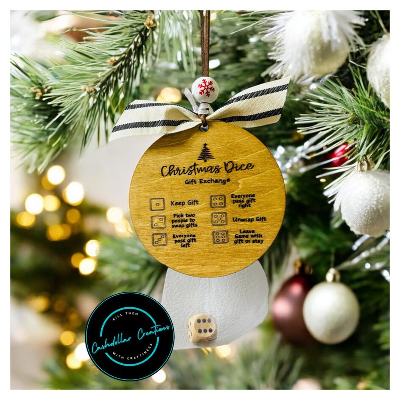 Wooden Christmas Gift Exchange Dice Game Ornament - Etsy