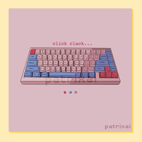 Cute Mechanical Keyboard Art Print Developer Keyboard Print | Etsy