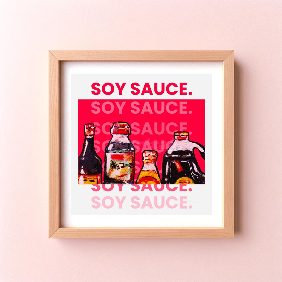 Japanese Soy Sauce Art Print Cute Kitchen Decor Asian Condiments Art ...