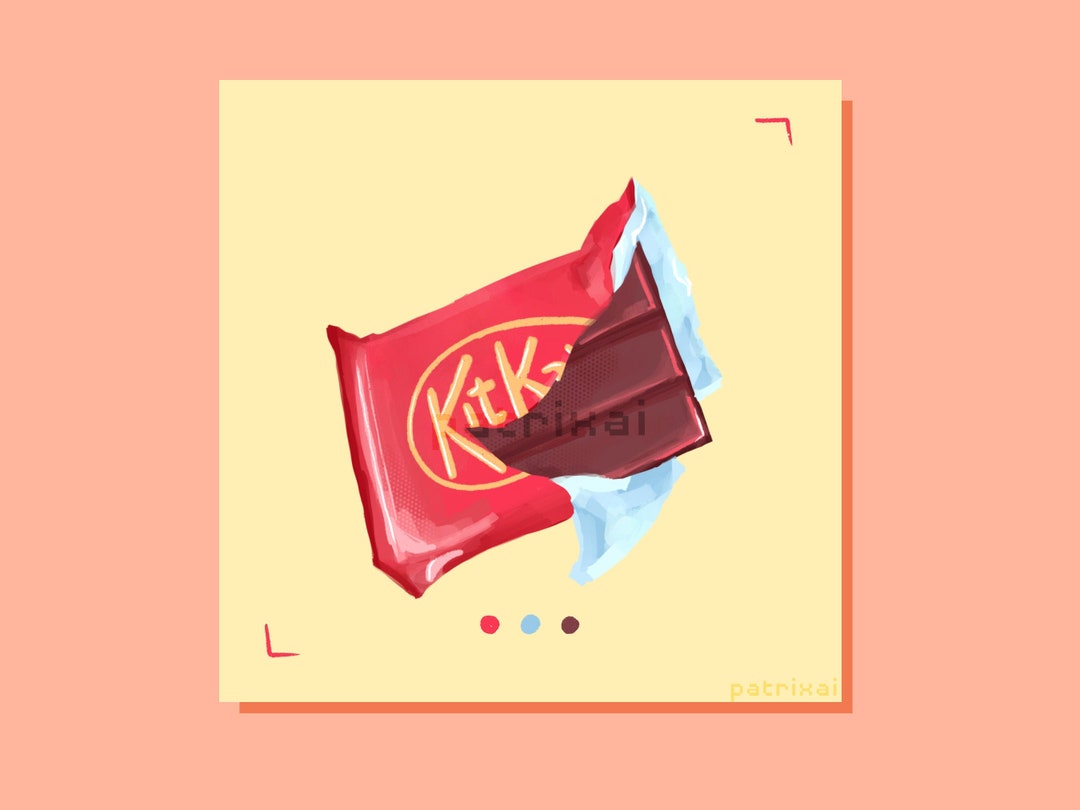 Milk Chocolate Kit Kat Art Print Cute Chocolate Snack Art Print Asian ...