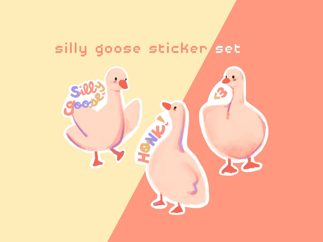 Silly Goose Meme Sticker Set of 3 Goose Sticker Pastel Silly Goose ...