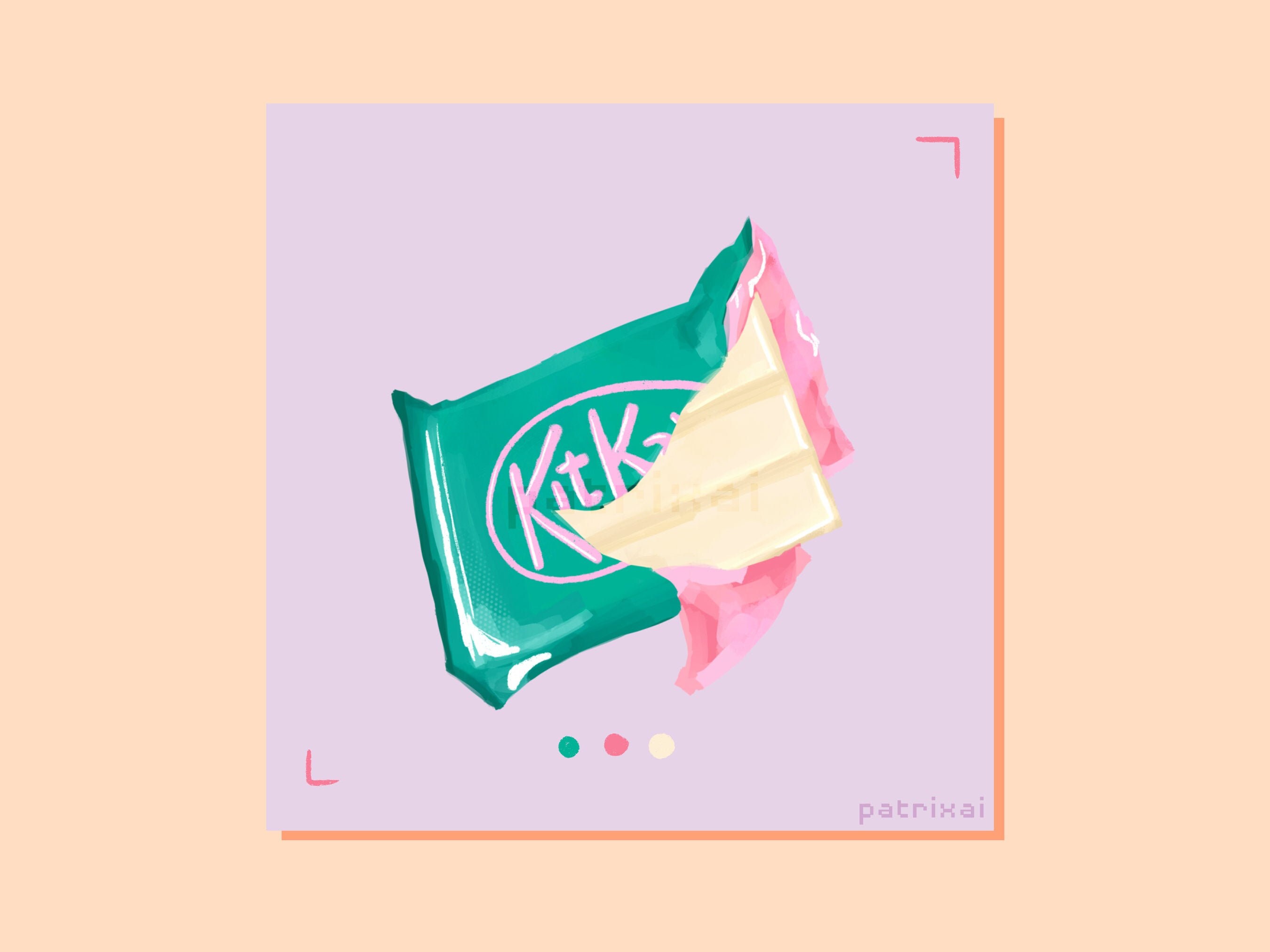 White Chocolate Kit Kat Art Print Cute Snack Art Print - Etsy UK