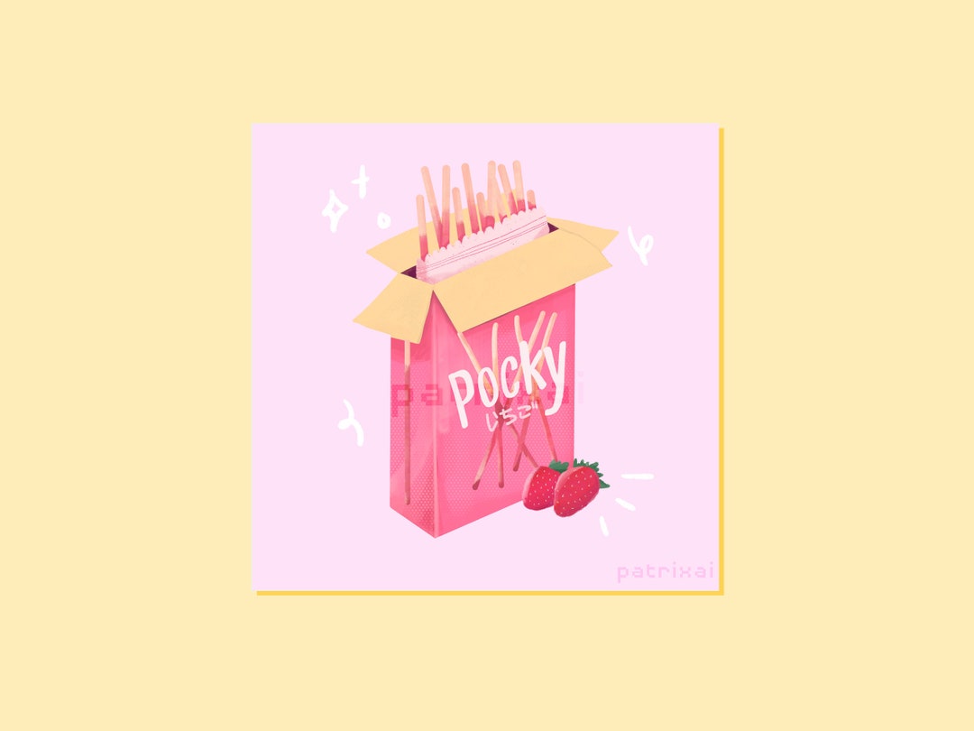 Strawberry Pocky Art Print Cute Snack Art Print Asian Snack Art Print ...
