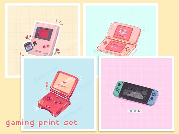 Pastel Gamer Print Set of 4 Cute Gaming Consoles Gamer | Etsy