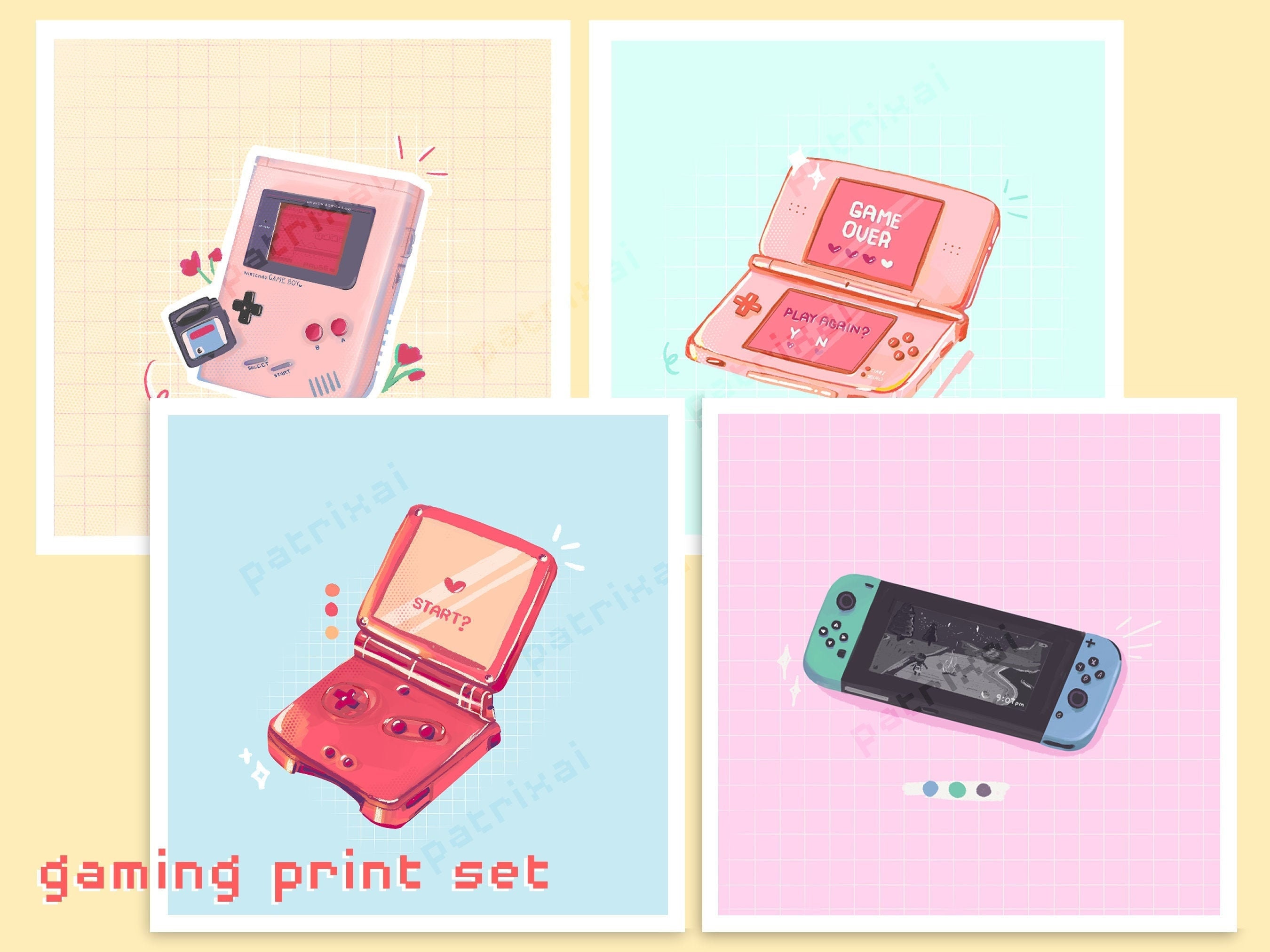 Pastel Gamer Print Set of 4 Cute Gaming Consoles Gamer | Etsy Canada