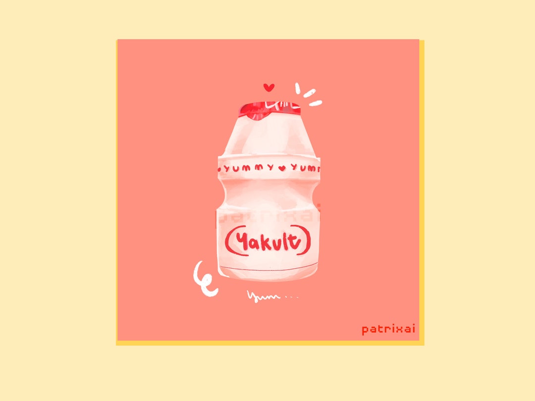 Yakult Yogurt Drink Art Print Cute Drink Art Print Asian Drink Art ...