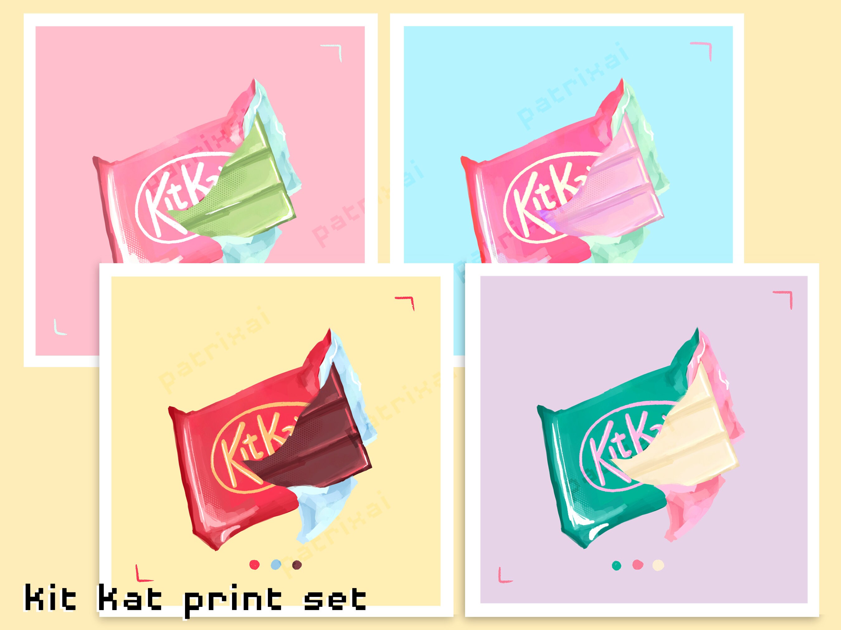 Kit Kat Art Prints Set of 4 Cute Chocolate Snack Art Prints - Etsy