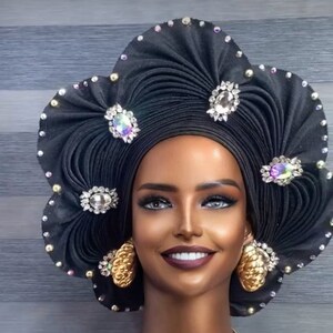 Auto gele,asooke,ready to wear headgear,fabric autogele, pte-tied ...