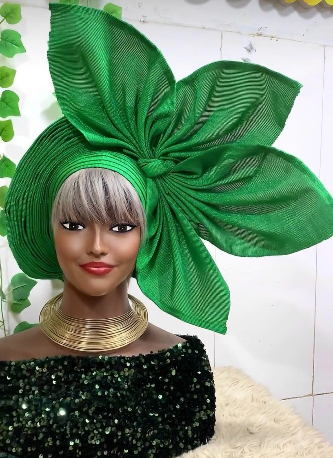 Autogele ,nigeria Gele Headtie Hat, Aso-oke Fabric,gele,headwrap,ready ...