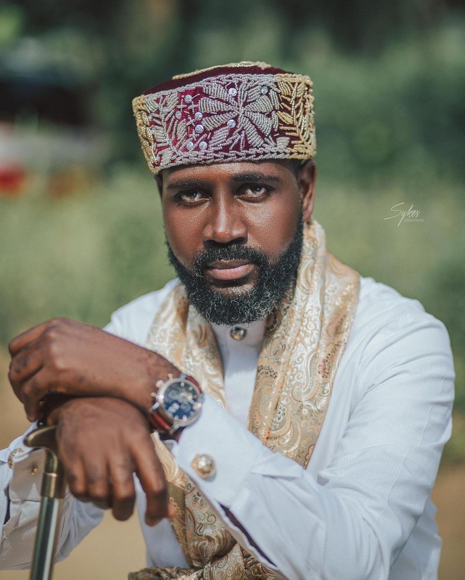 Blue & Gold African Chieftaincy Wedding Hat. Igbo Ozo Cap - Etsy