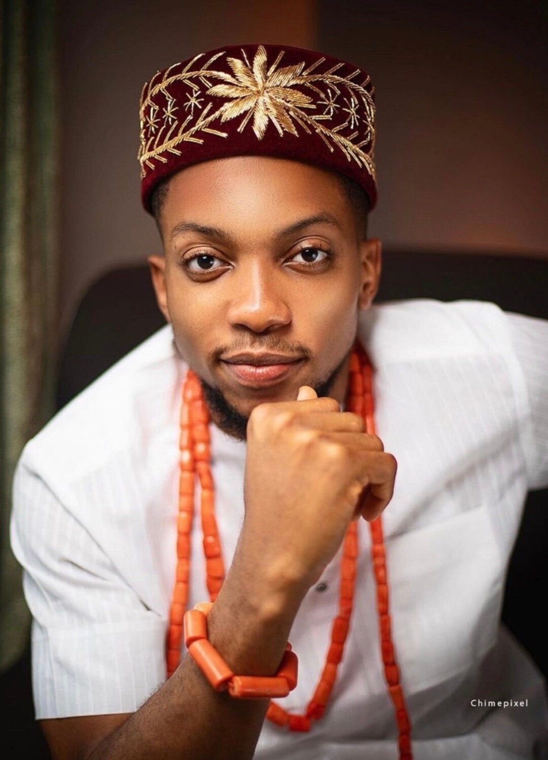 Blue & Gold African Chieftaincy Wedding Hat. Igbo Ozo Cap, African Men ...