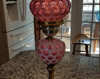 Fenton Cranberry Lamp - Etsy