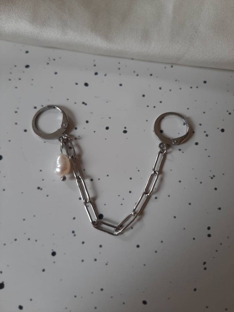 Mono boucle d'oreille Kaviya piercing Hélix chaîne en acier inoxydable ...