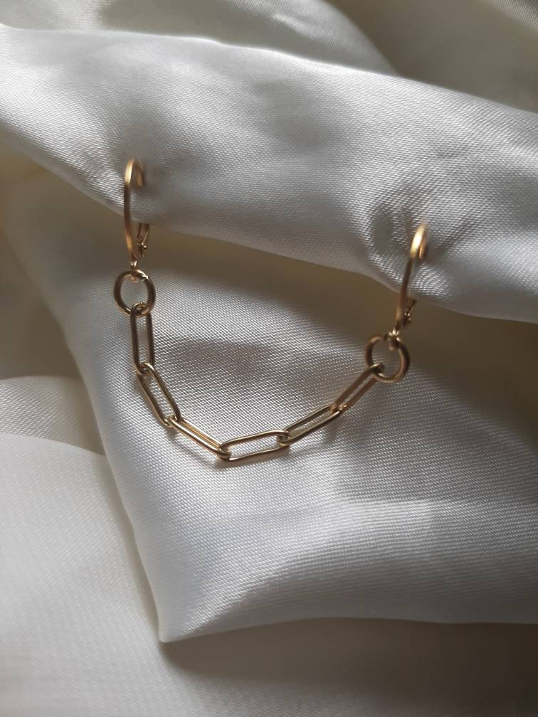 Mono boucle d'oreille Kaviya piercing Hélix chaîne en acier inoxydable ...