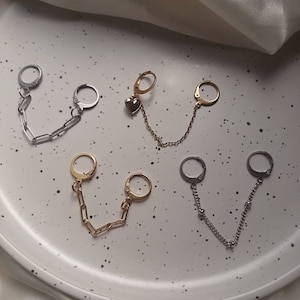 Mono boucle d'oreille Kaviya piercing Hélix chaîne en acier inoxydable ...