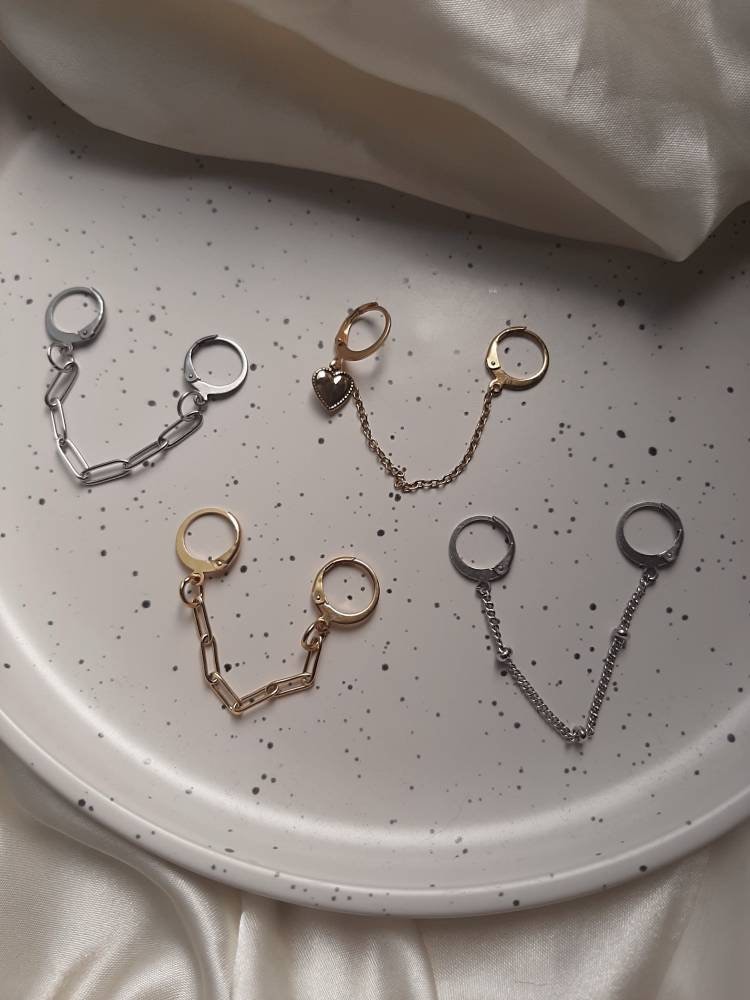 Mono boucle d'oreille Kaviya piercing Hélix chaîne en acier inoxydable ...