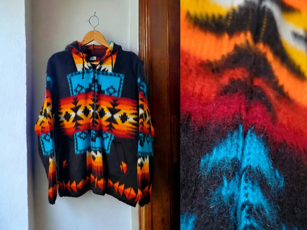 Vintage Soft Wool Fleece Jacket. Southwest Design Jacket. - Etsy
