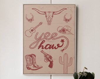 Yeehaw Cowboy / Cowgirl Western Graphic Poster | Wild West Themed Print ...
