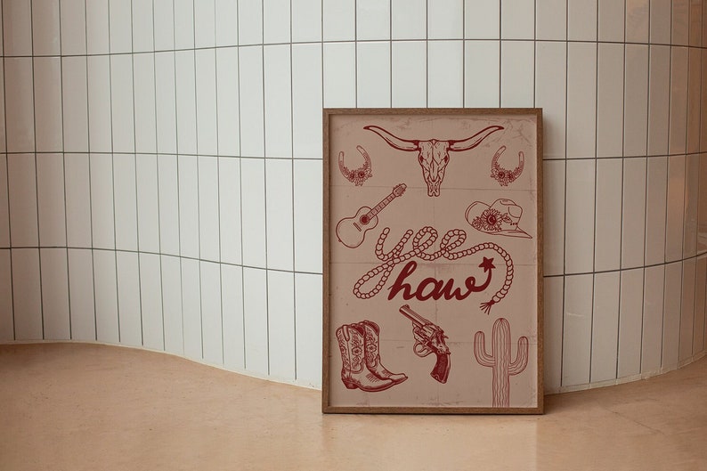 Yeehaw Cowboy / Cowgirl Western Graphic Poster | Wild West Themed Print ...