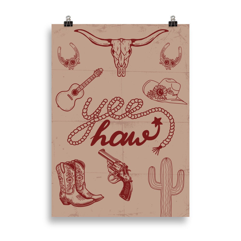 Yeehaw Cowboy / Cowgirl Western Graphic Poster Wild West Themed Print ...