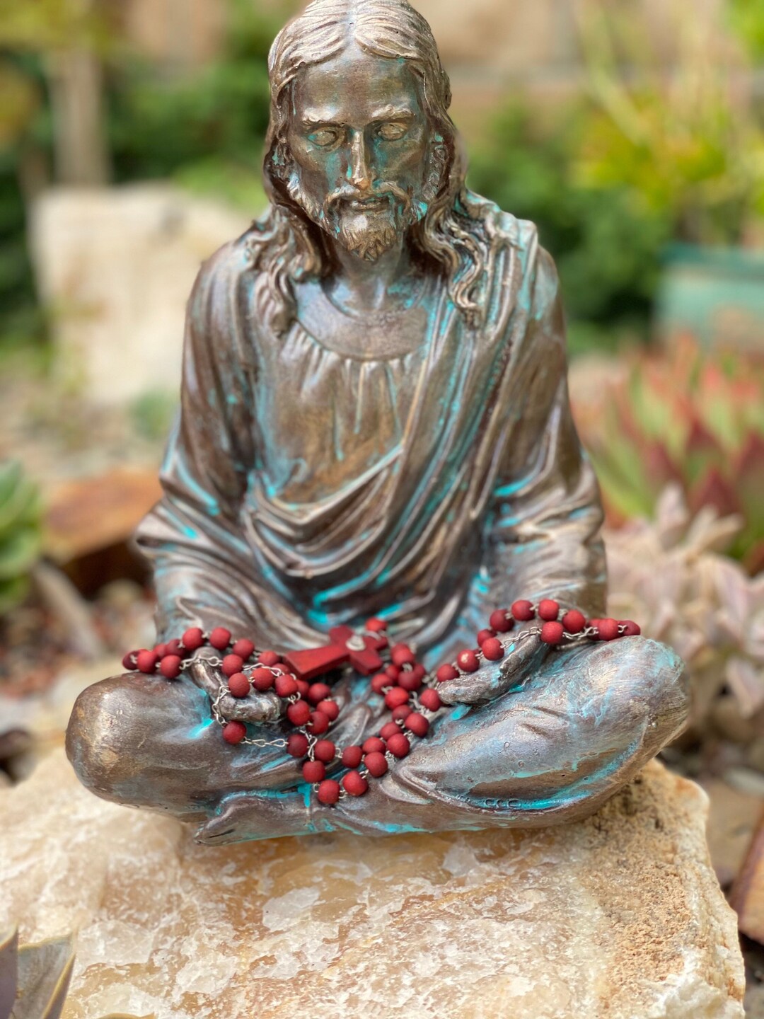 CONCRETE Not PLASTIC Rustic Boho Jesus Statue Meditating Yoga Pose ...
