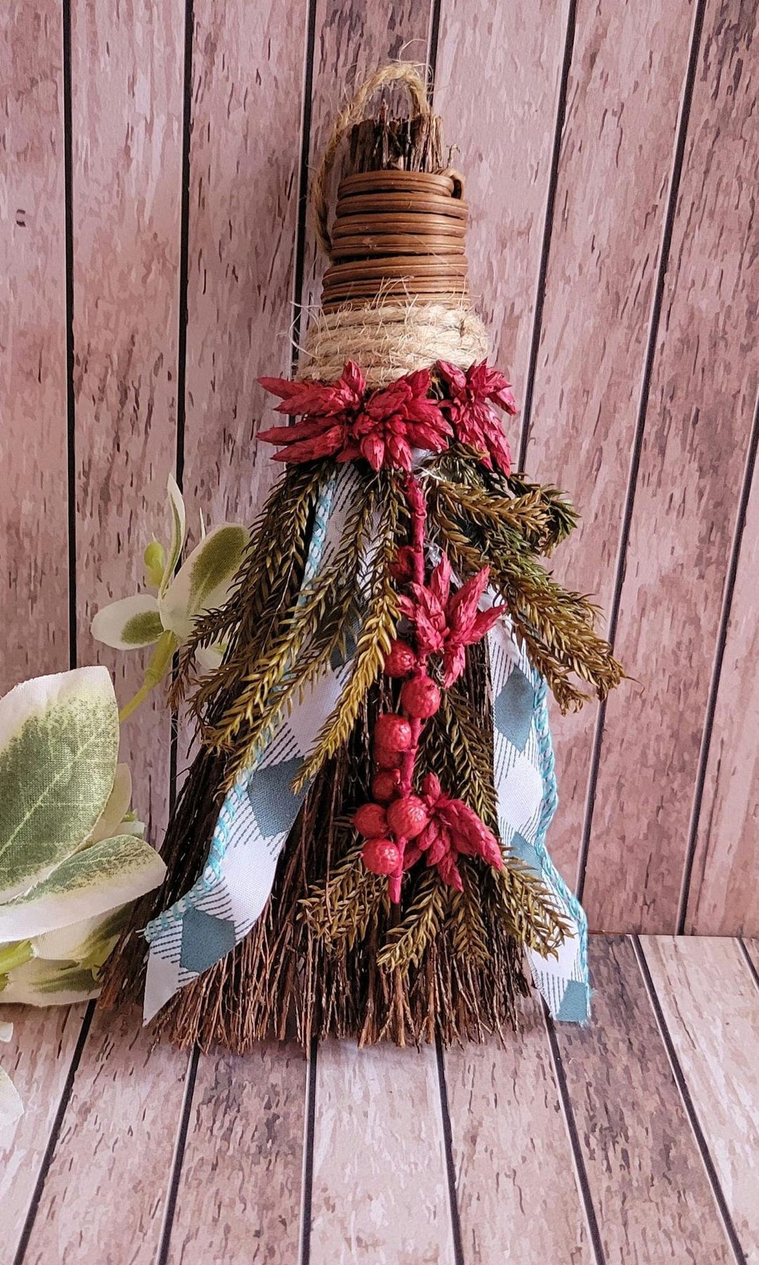 Primitive Christmas Besom Mini Broom Decorated Broom Besom Broom Twig ...