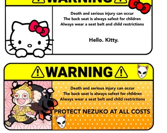 Anime Car Warning Sticker | Etsy