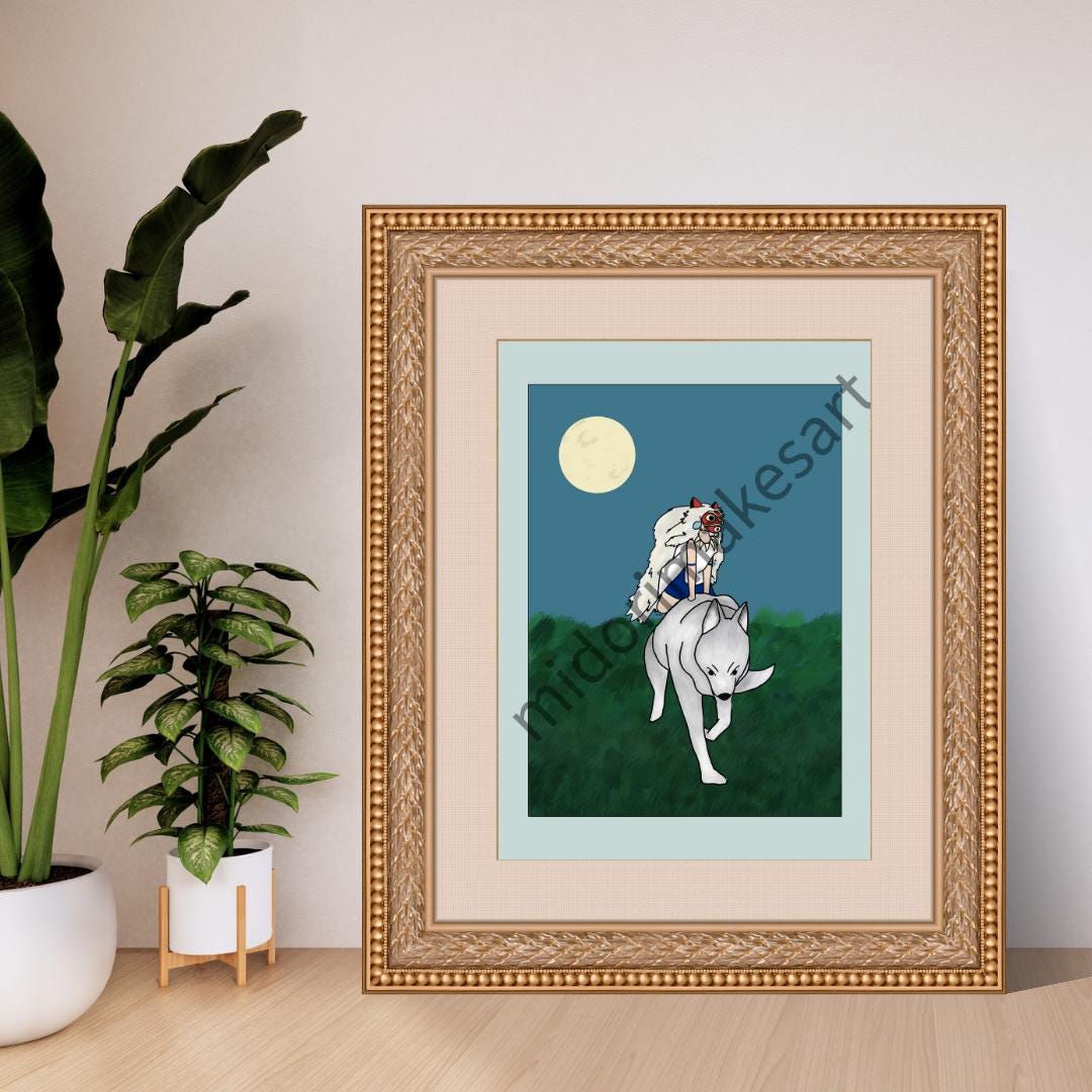 Princess Mononoke Art Print - Studio Ghibli Inspired Wall Art - Anime ...