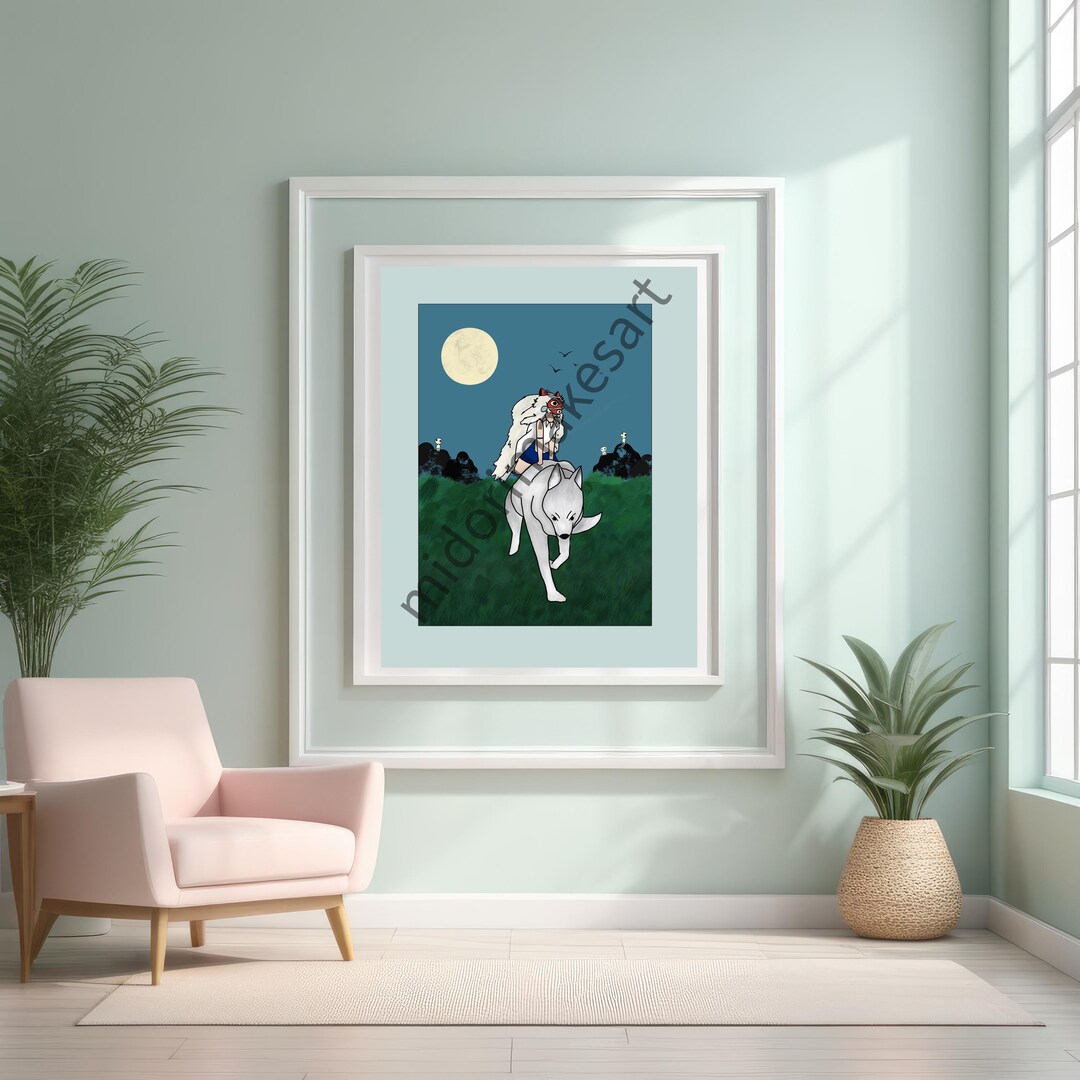 Princess Mononoke Art Print - Studio Ghibli Inspired Wall Art - Anime ...