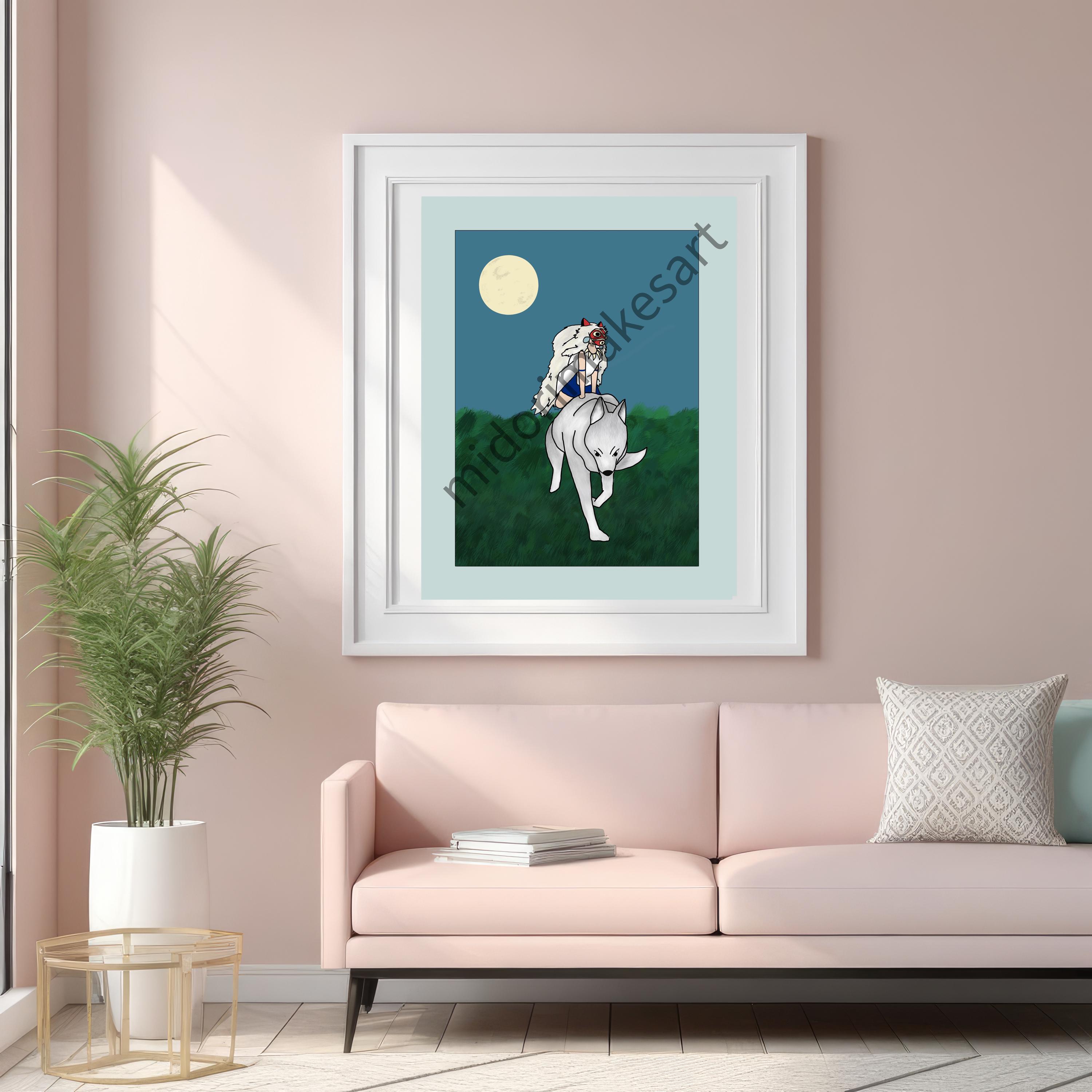 Princess Mononoke Art Print - Studio Ghibli Inspired Wall Art - Anime ...