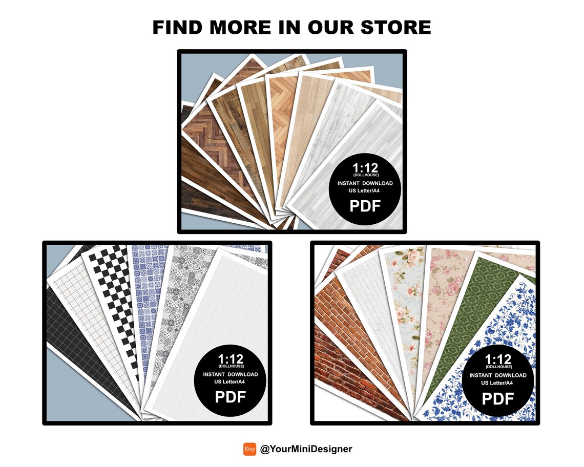 Dollhouse Miniature Flooring Wood, 1:12 Printable - Etsy