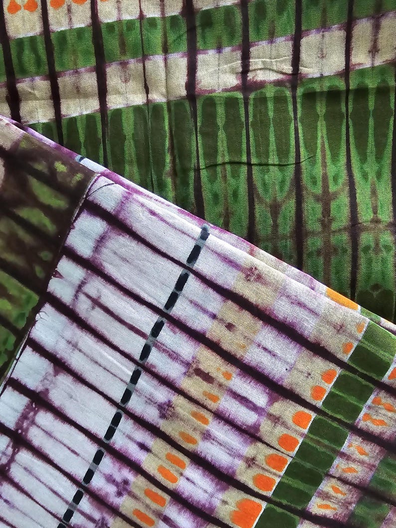 Vibrant West African Adire Batik Fabric by the Yard, Multicolor Tie Dye ...