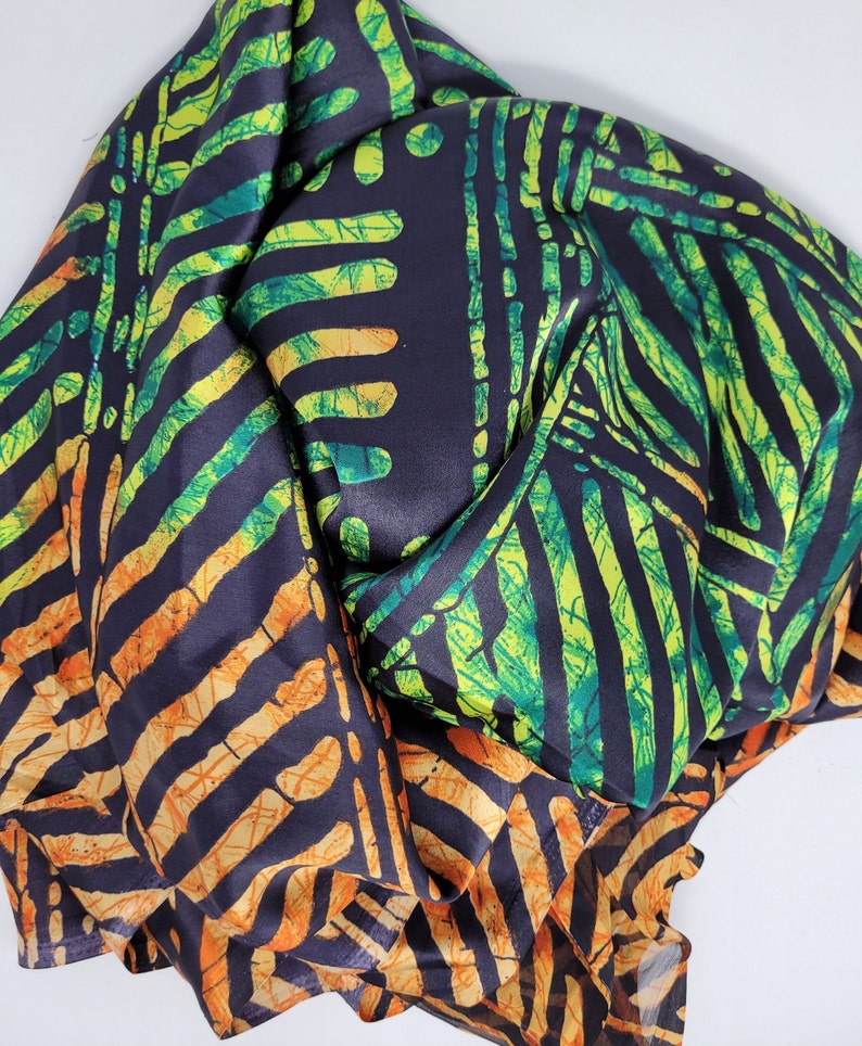 African Batik Adire Silk Bundle in 4 Yards and Chiffon in 2 Yards of ...