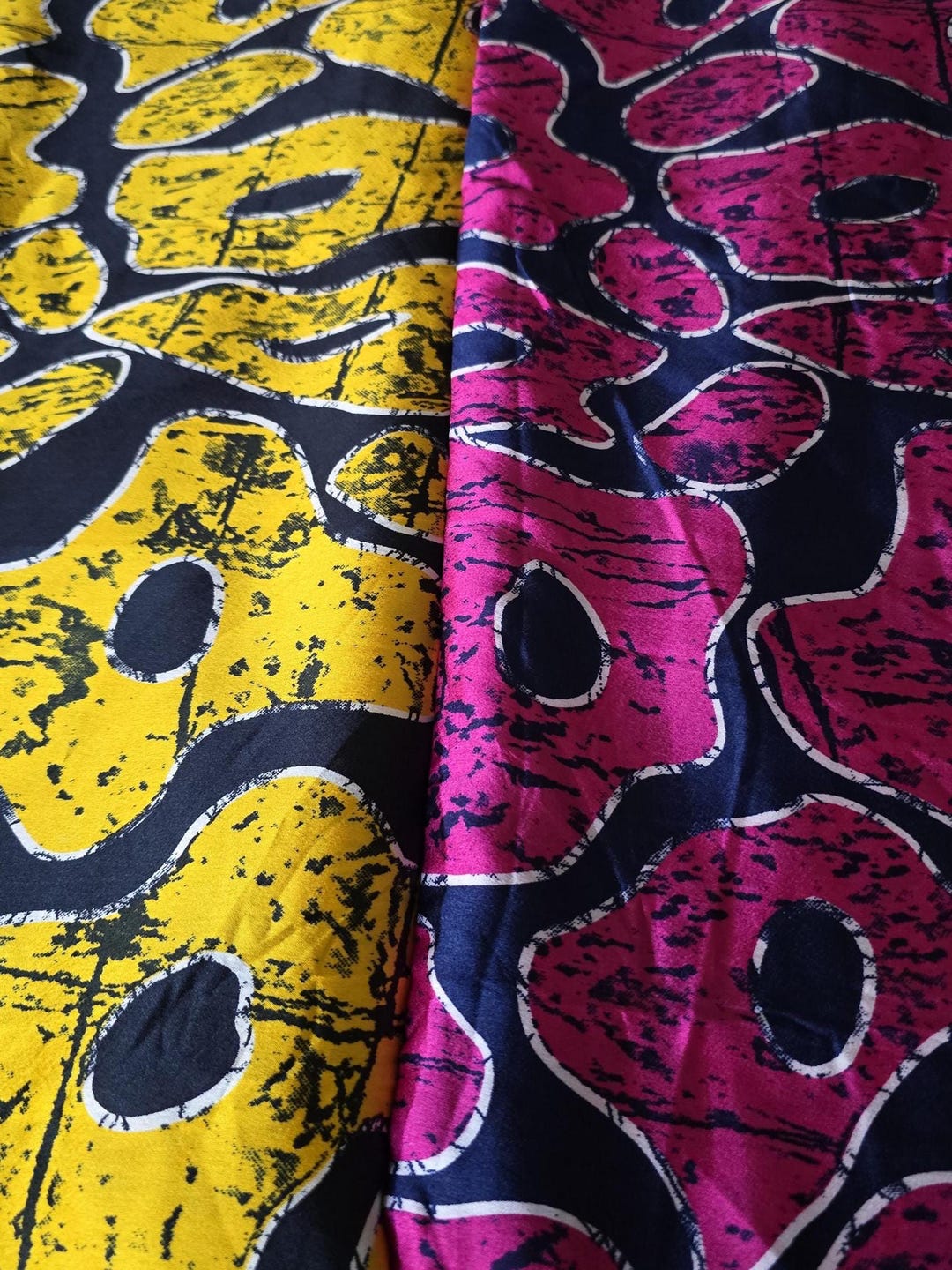 African Adire Silk Chiffon Fabric: Abstract Floral Print, 6 Yards - Etsy