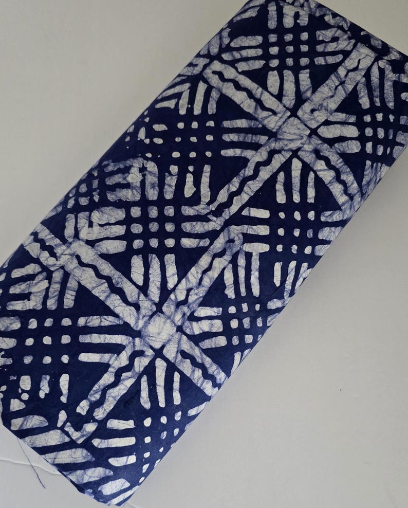 African Adire Batik Fabric by the Yard Blue Print Tie Dye for Crafts ...