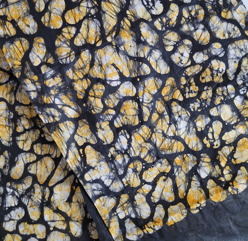 African Batik Adire Fabric: Tie Dye Cotton Bazin Brocade, 1 3/8 Yards ...