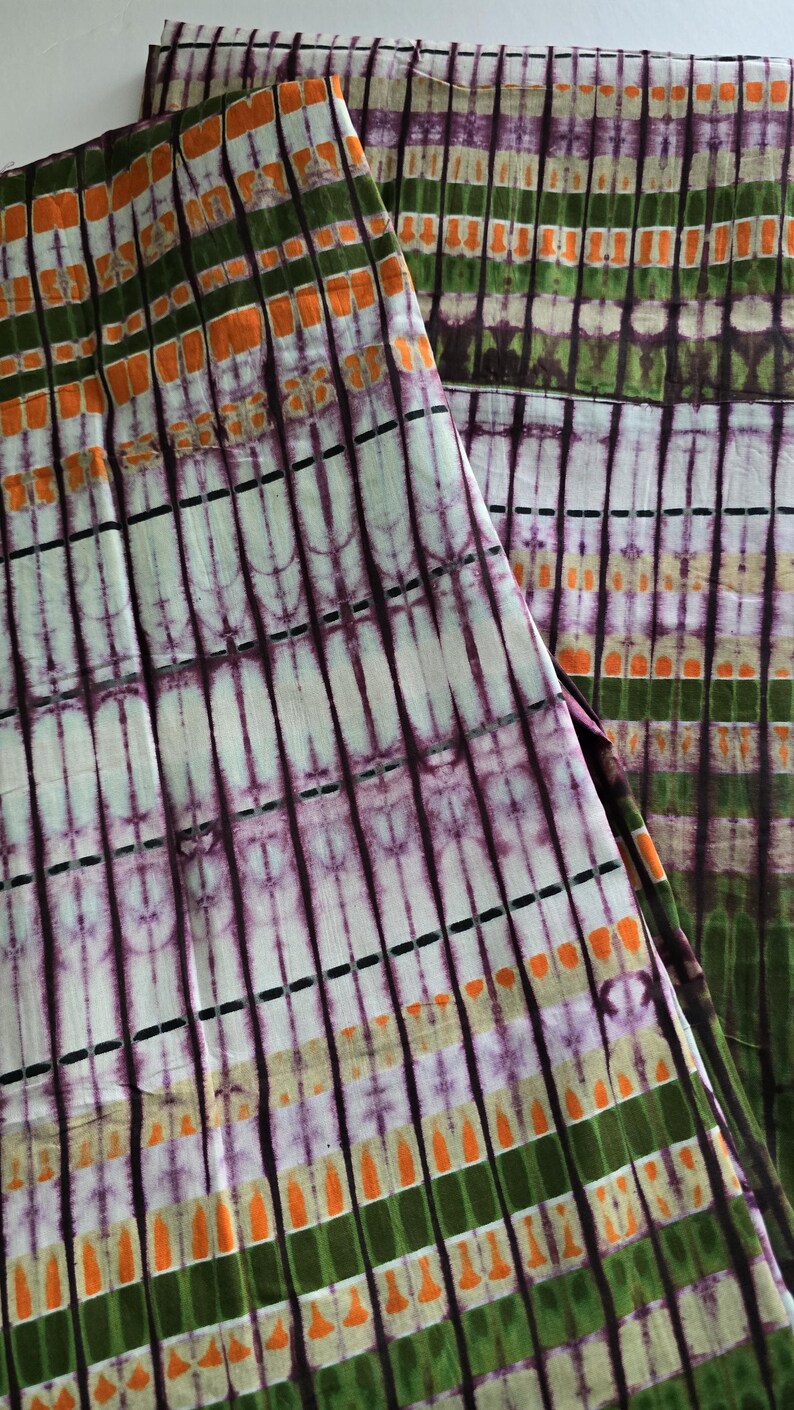 Vibrant West African Adire Batik Fabric by the Yard, Multicolor Tie Dye ...