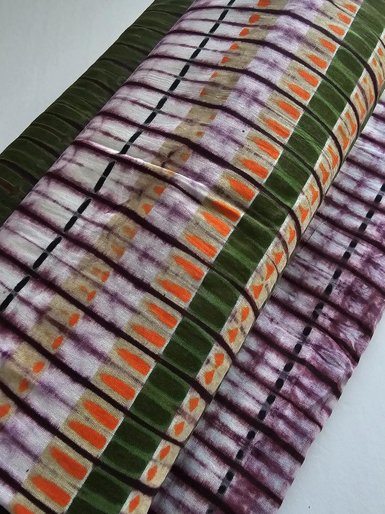 Vibrant West African Adire Batik Fabric by the Yard, Multicolor Tie Dye ...