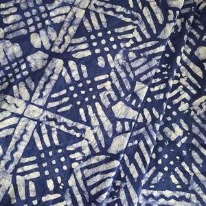 African Adire Batik Fabric by the Yard Blue Print Tie Dye for Crafts ...