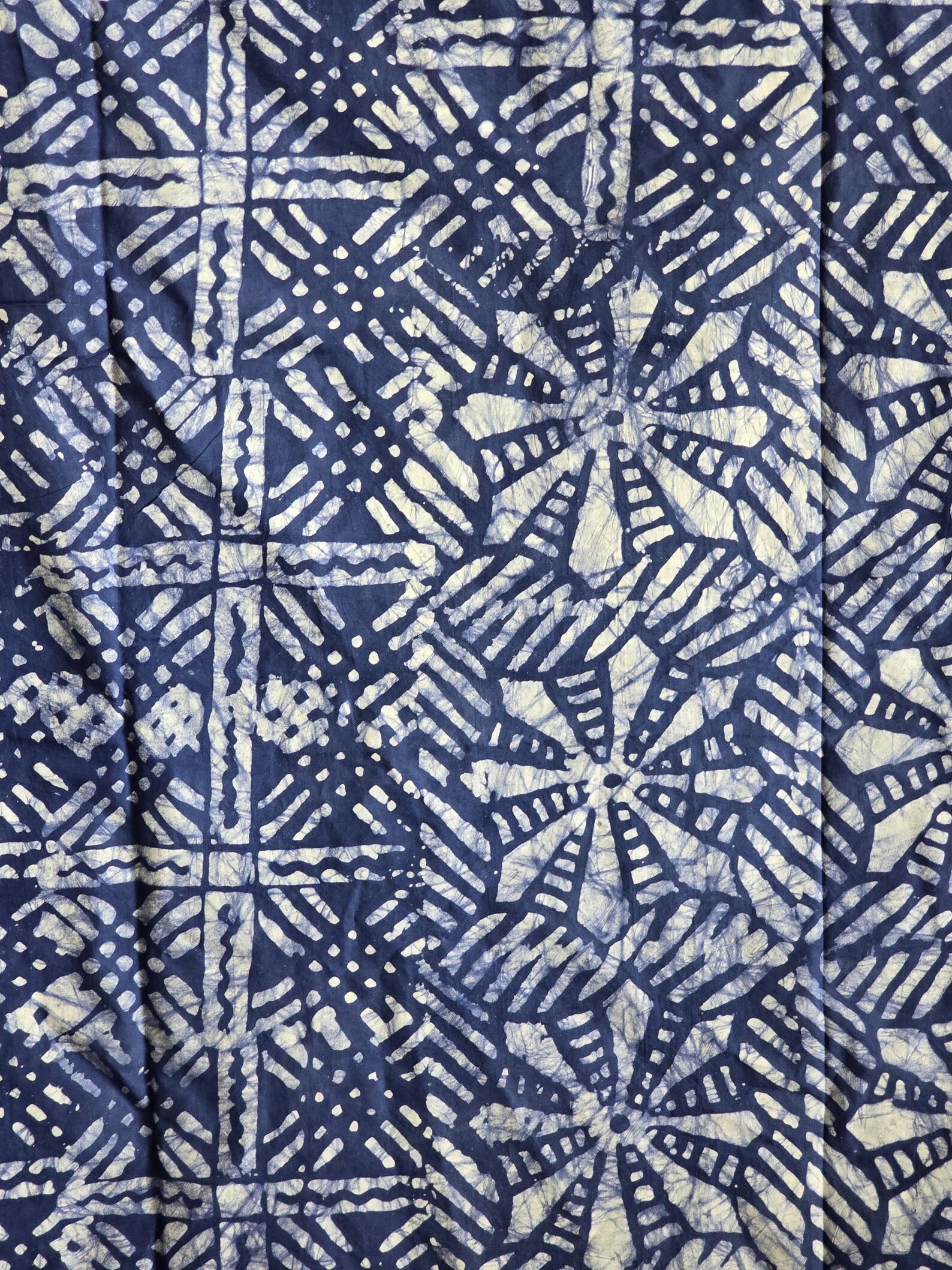 African Adire Batik Fabric by the Yard Blue Print Tie Dye for Crafts ...