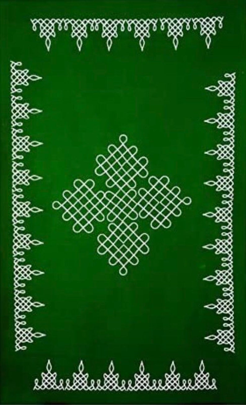 Indian Muggu/rangoli Velvet Green/blue Kolam Background/photo | Etsy