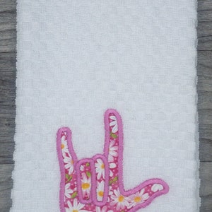ILY I Love You in ASL Sign Language pink With White Flowers/pink ...