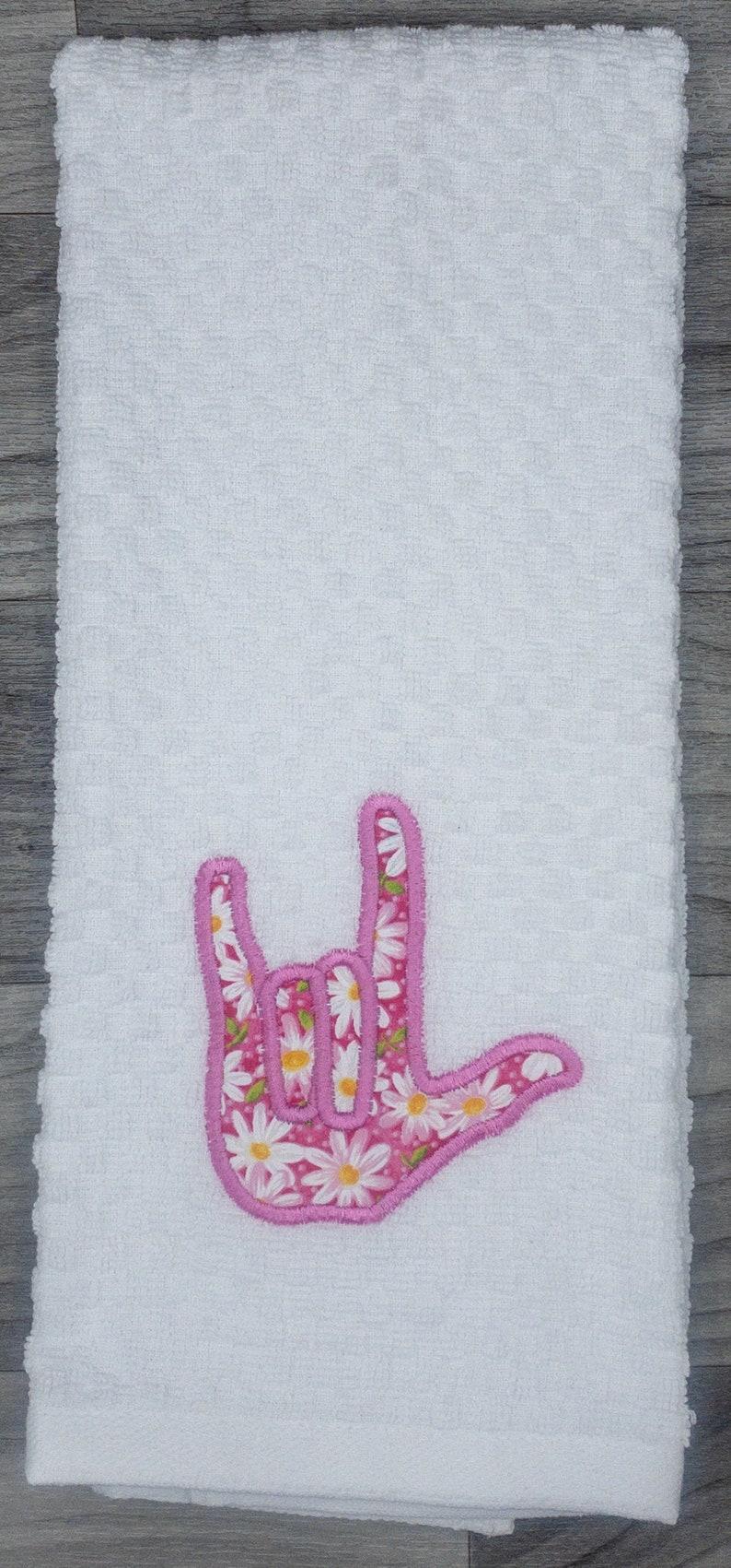 ILY I Love You in ASL Sign Language pink With White Flowers/pink ...