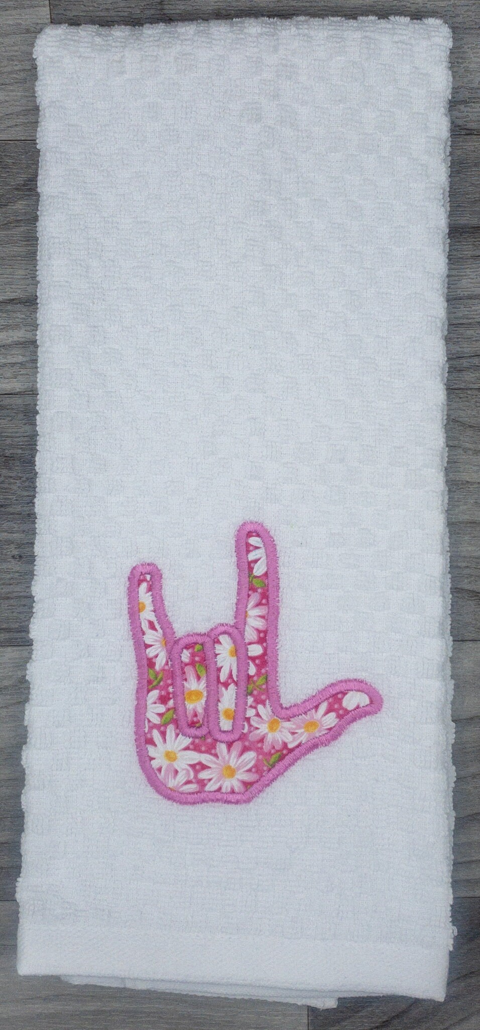 ILY I Love You in ASL Sign Language pink With White Flowers/pink ...