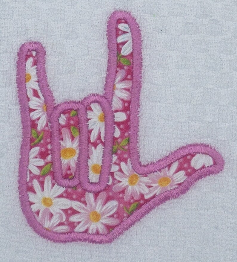 ILY I Love You in ASL Sign Language pink With White Flowers/pink ...