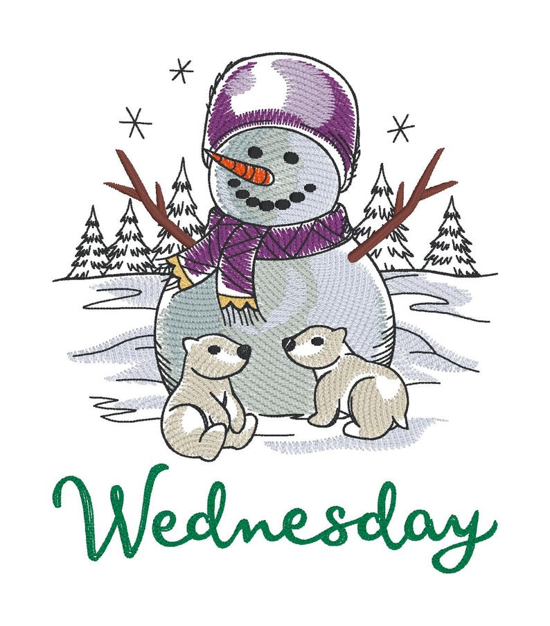 Set of 7 Snowman Towels Days of the Week Optional 7 Towels for the ...